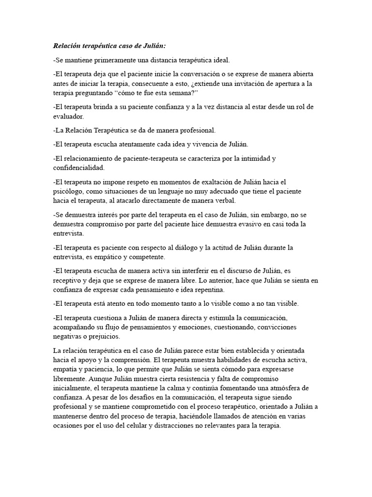 Caso Julian 1 | PDF | Comportamiento | Terapia
