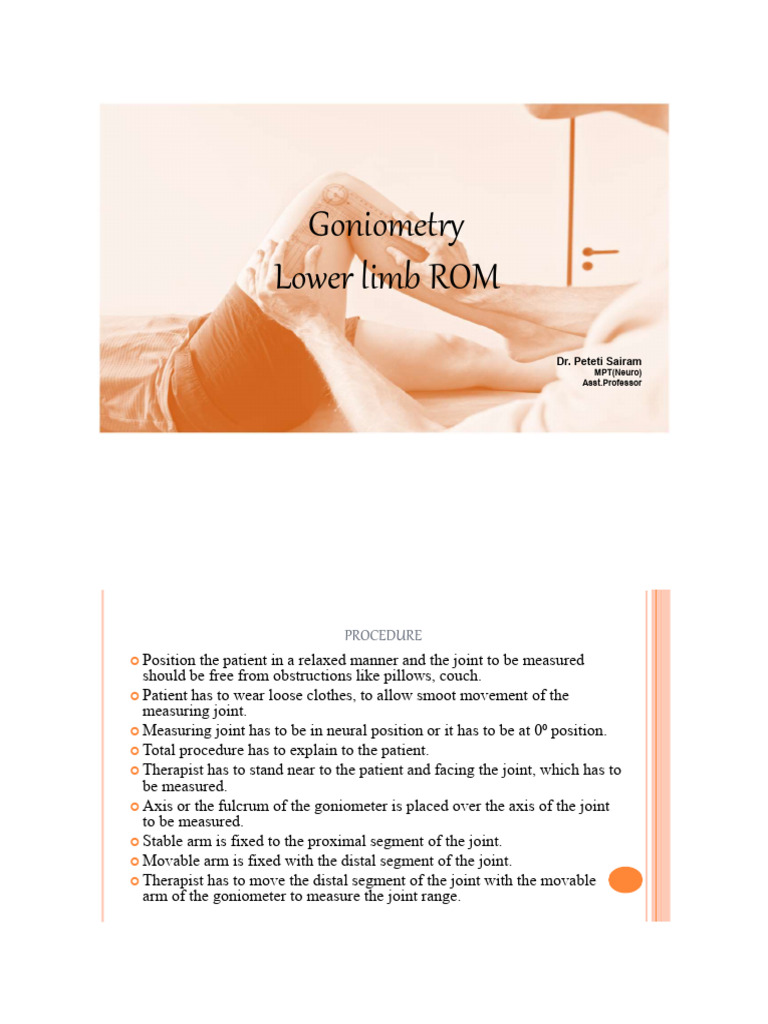 4.Goniometry Lower Limb | PDF | Anatomical Terms Of Motion | Hip