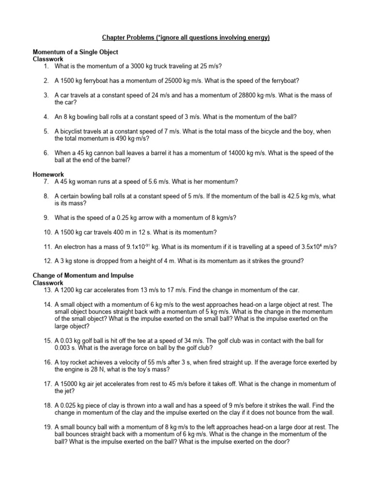 Problems Momentum | PDF | Collision | Momentum