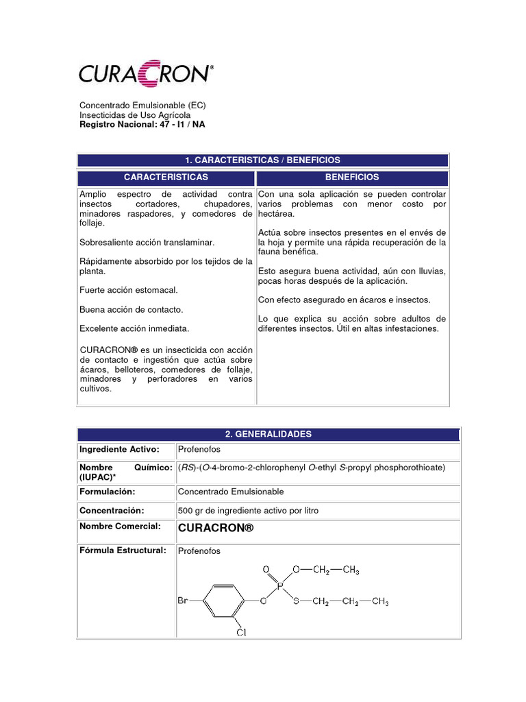 Ec Ficha Tecnica Curacron Mar 17 | PDF | Agua | Unión neuromuscular
