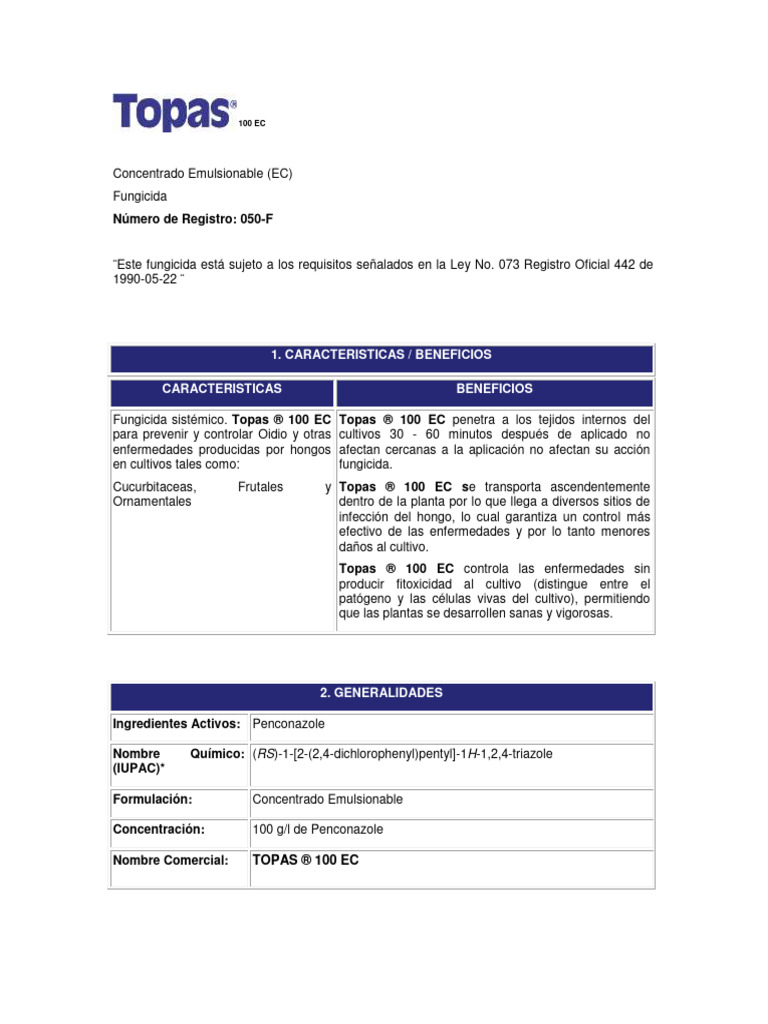 Ec Fichas Tecnicas Topas Mar17 | PDF | Agua | Hongo