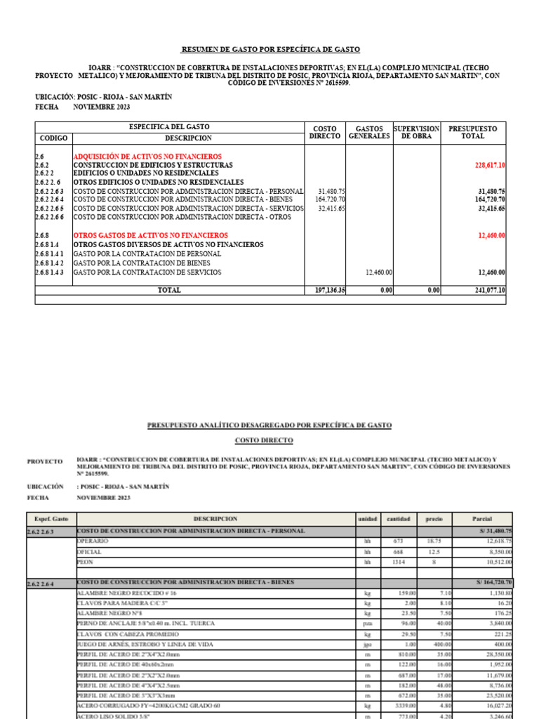 Presupuesto - Analitico N°02 - MOD | Descargar gratis PDF | Presupuesto ...