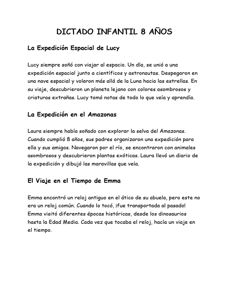 DICTADO-INFANTIL-8-ANOS | PDF