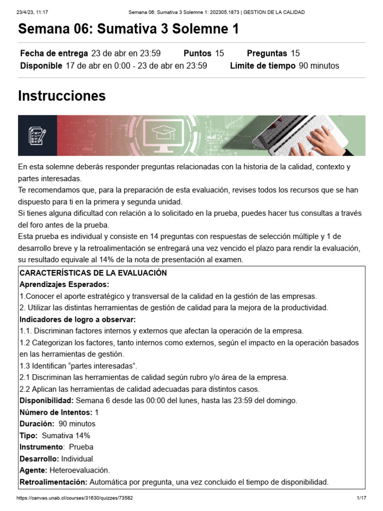 Semana 06 - Sumativa 3 Solemne 1 - 202305.1873 - GESTION DE LA CALIDAD | PDF | Análisis FODA ...