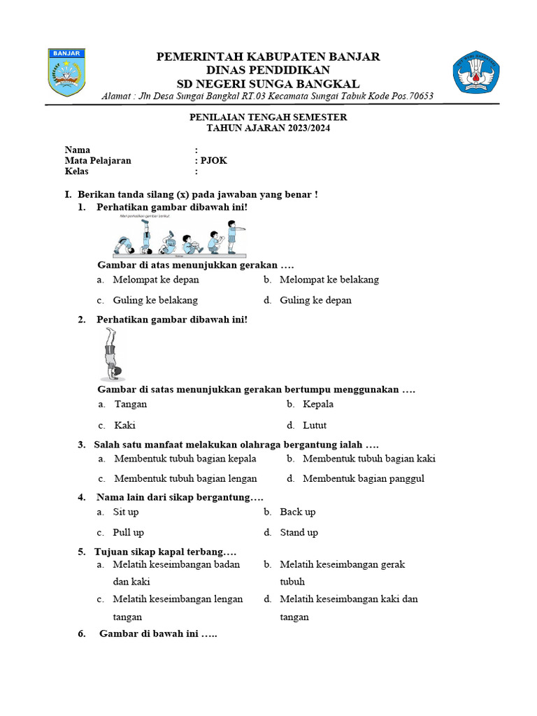 Soal PTS 2 PJOK Kelas 6 K13 | PDF