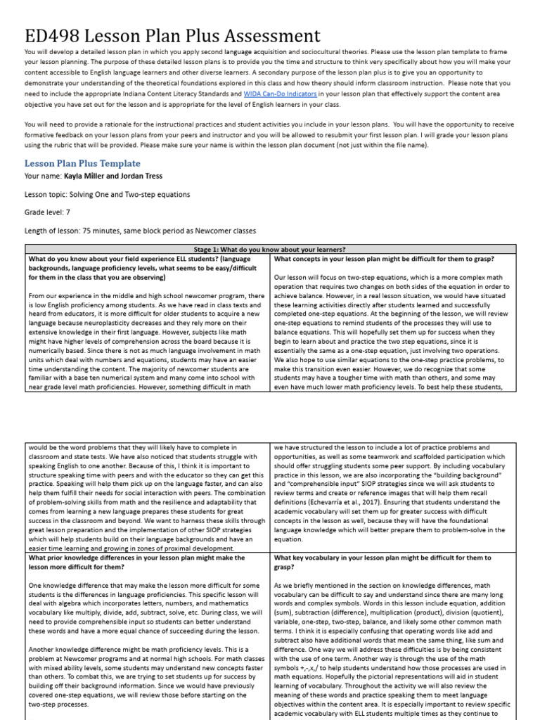 Annotated-Kayla 20and 20jordan 20lesson 20plan | PDF | Lesson Plan ...