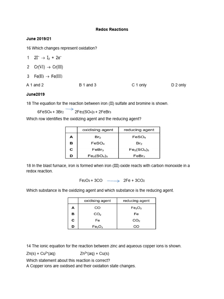 Redox Reactions | PDF