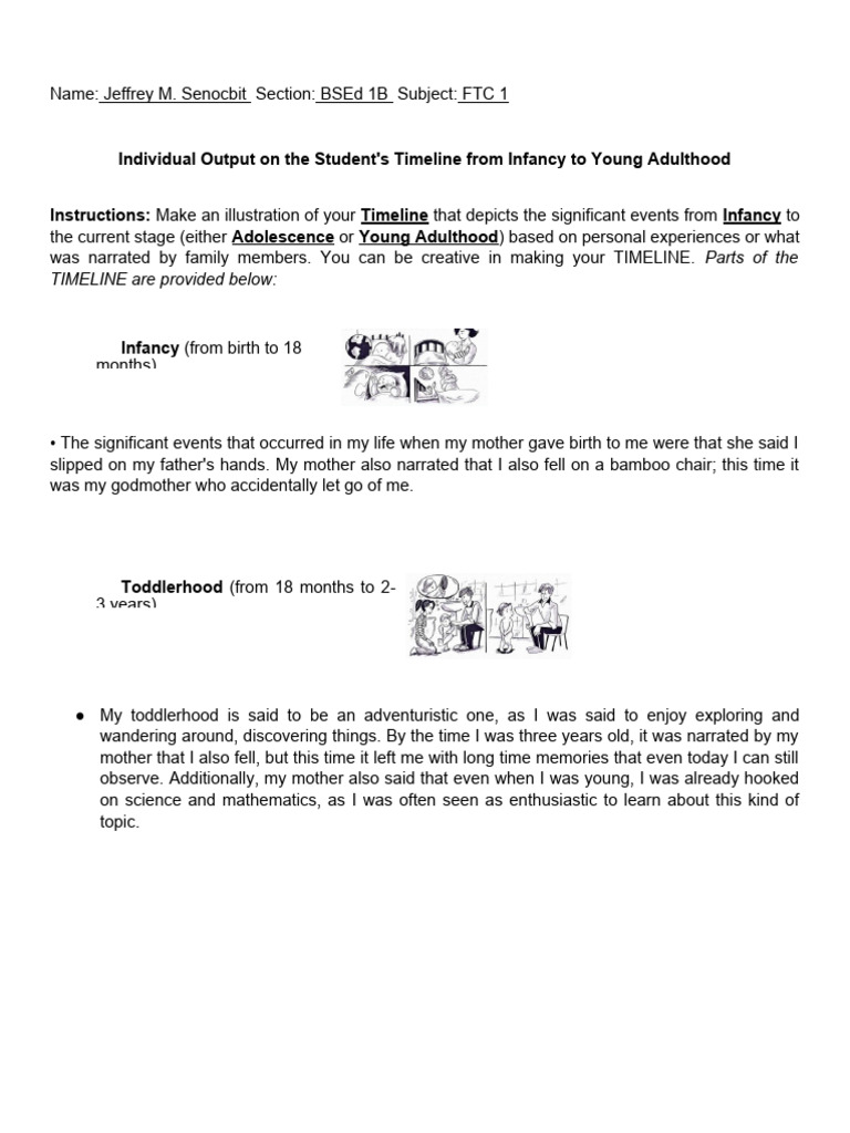 2nd Individual Output on the Student's Timeline from Infancy to Young Adulthood | PDF ...