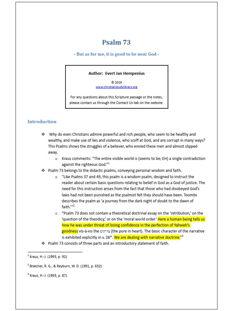 Psalm 73 | PDF | Glory (Religion) | Psalms
