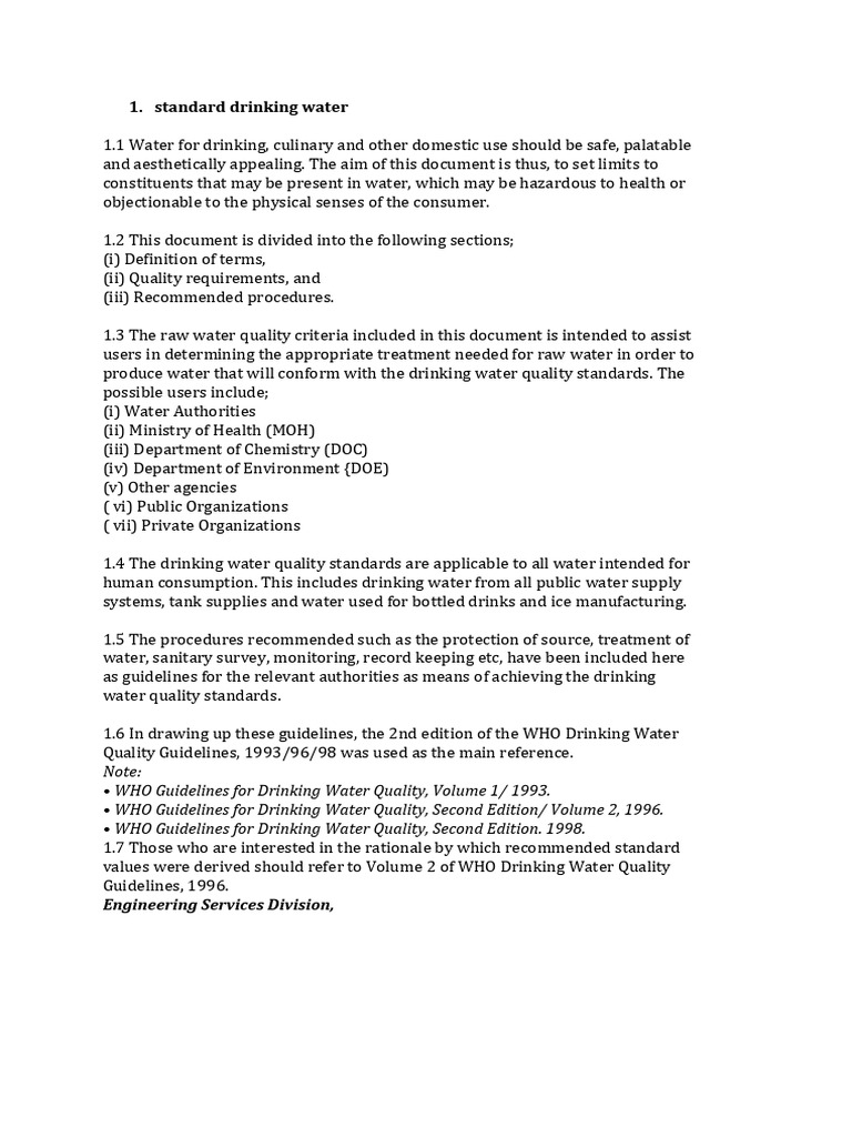 drinking water standard | PDF
