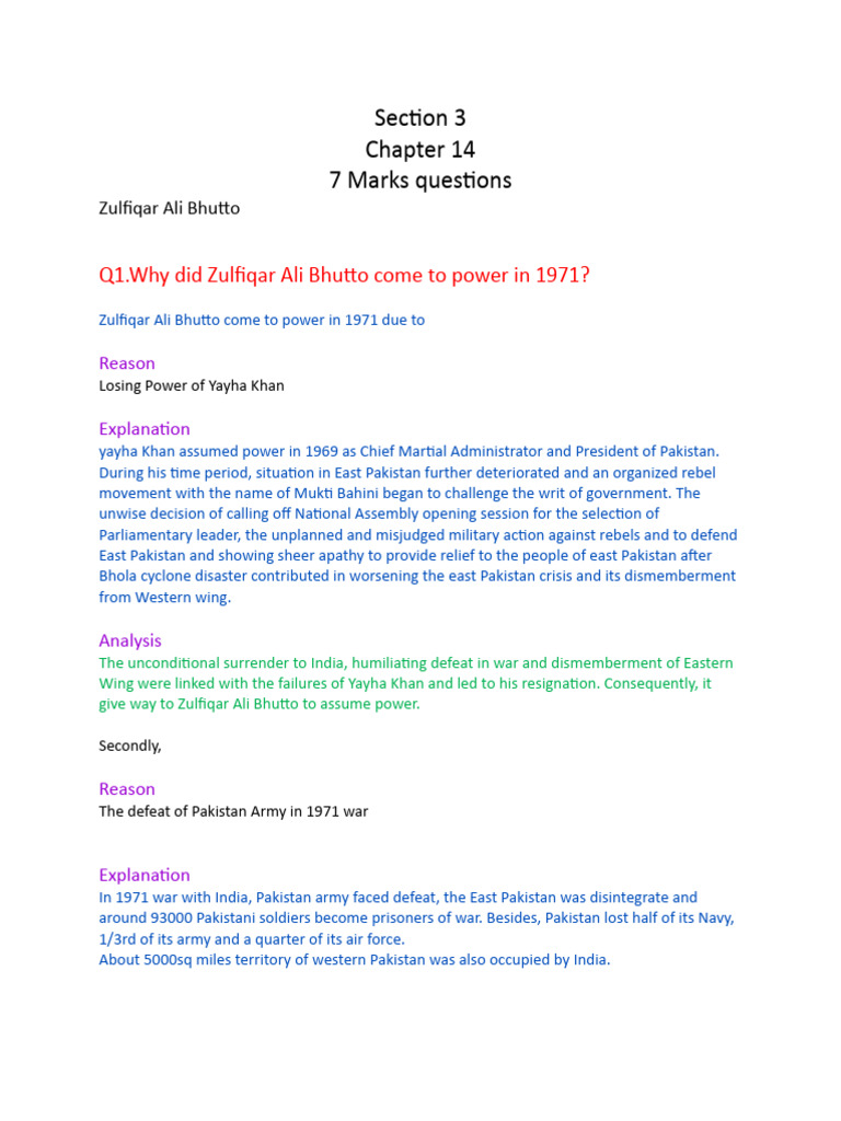 Chapter 14 History | PDF | Zulfikar Ali Bhutto | Muhammad Zia Ul Haq