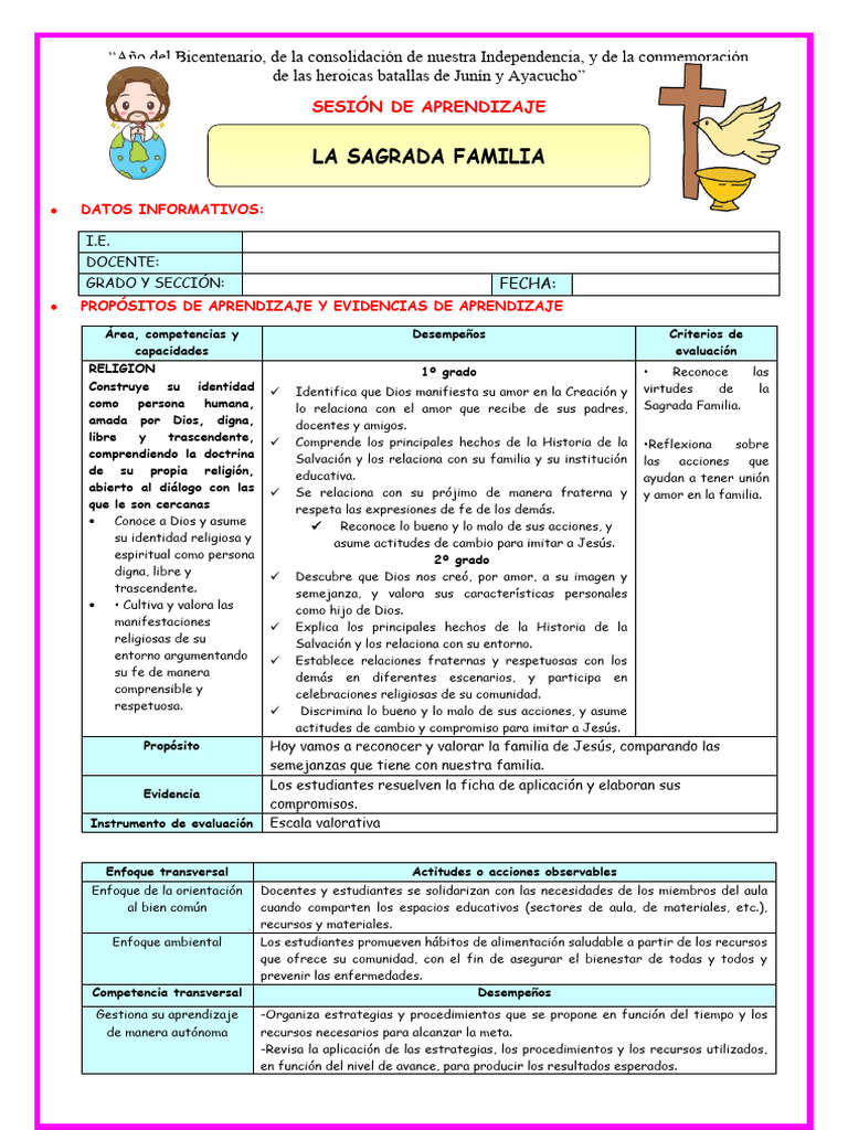 Valorando la Sagrada Familia en Clase | PDF | Amor | Jesús