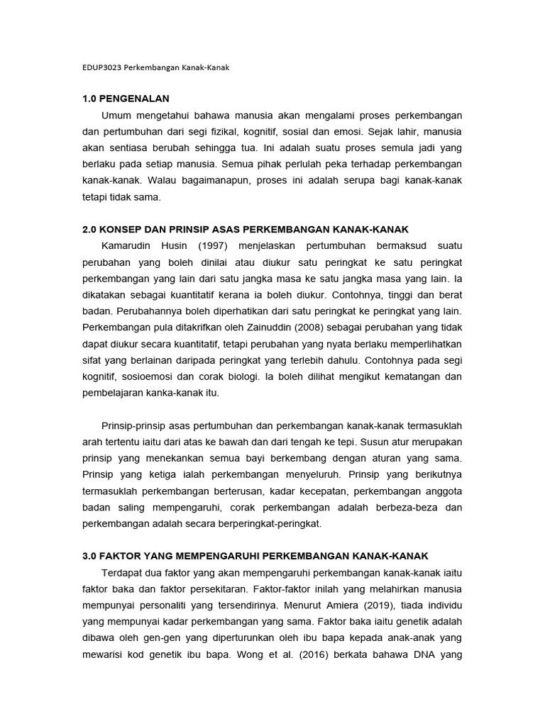 Penulisan EDUP3023 Perkembangan Kanak-Kanak | PDF