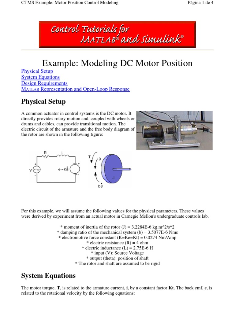 1 Modeling Dc Motor Position Pdf Electric Motor Systems Theory