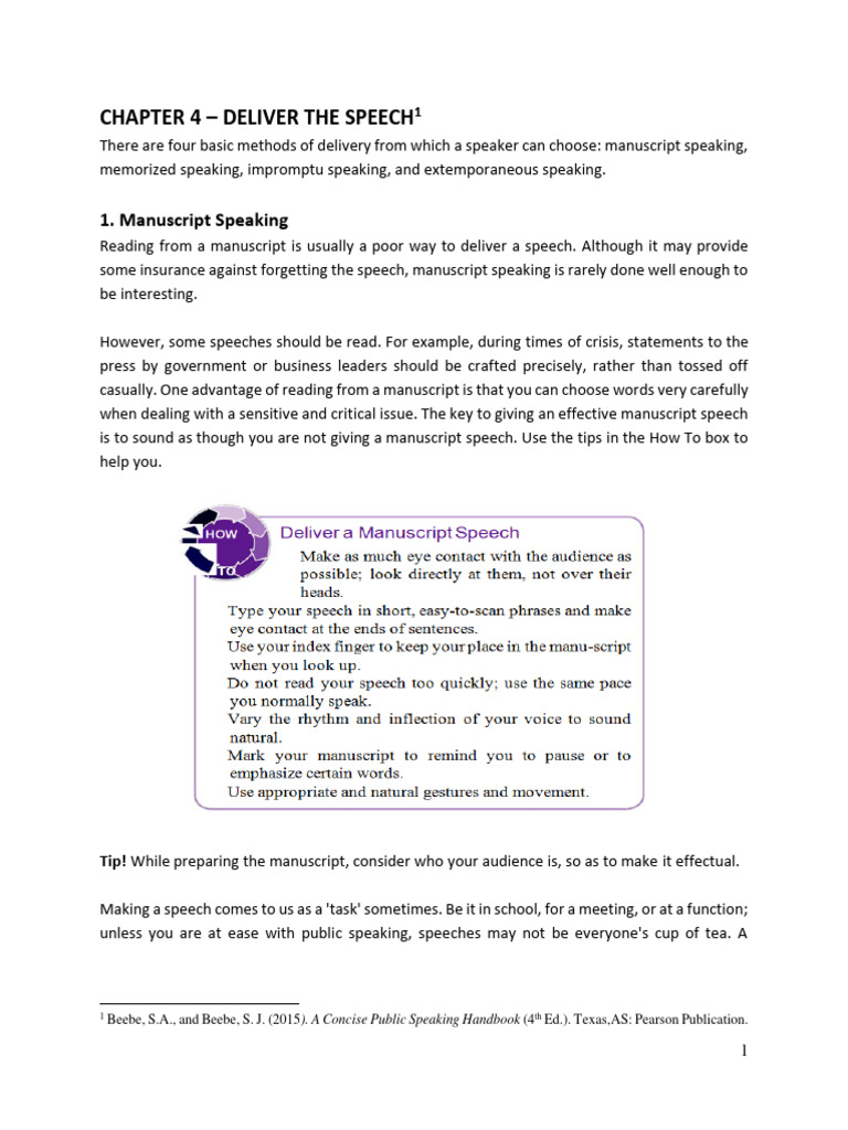 Speech Delivery Methods | PDF | Speech | Human Communication