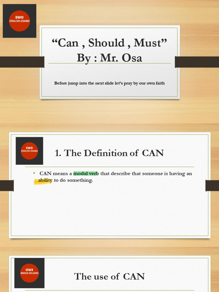 Mr. Osa's Modal Verbs | PDF