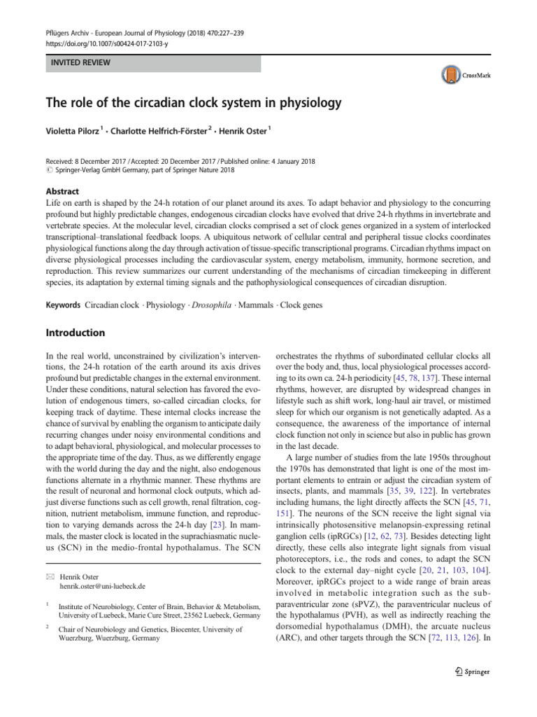 The Role of The Circadian Clock System in Physiology | PDF | Clock ...