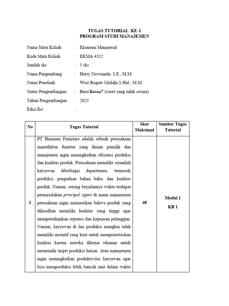 Jawaban Tugas 1 EKMA 4312 | PDF