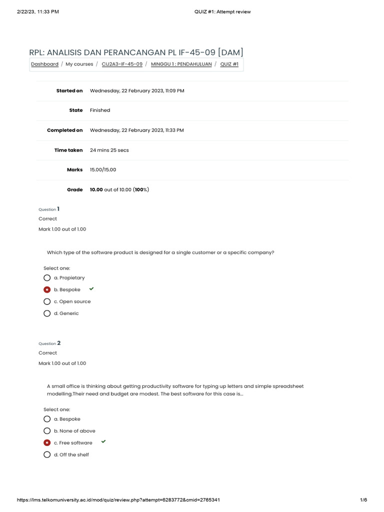 Quiz1 RPL (Attempt2) | PDF | Proprietary Software | Software