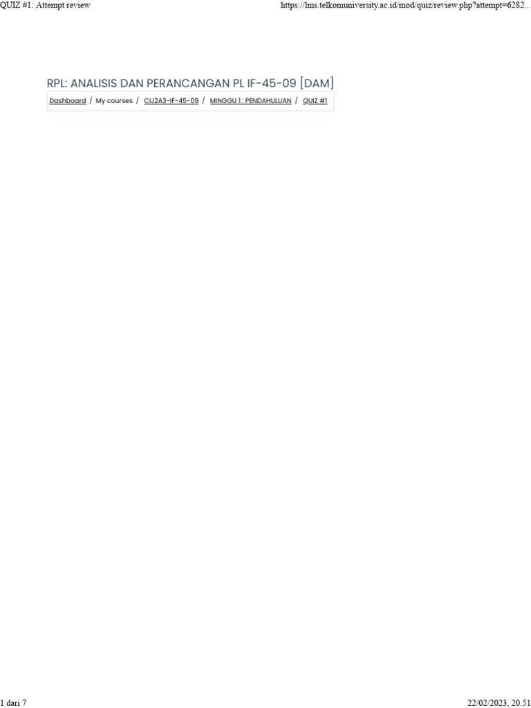 QUIZ #1 Attempt Review RPL | PDF | Software | Software Engineering