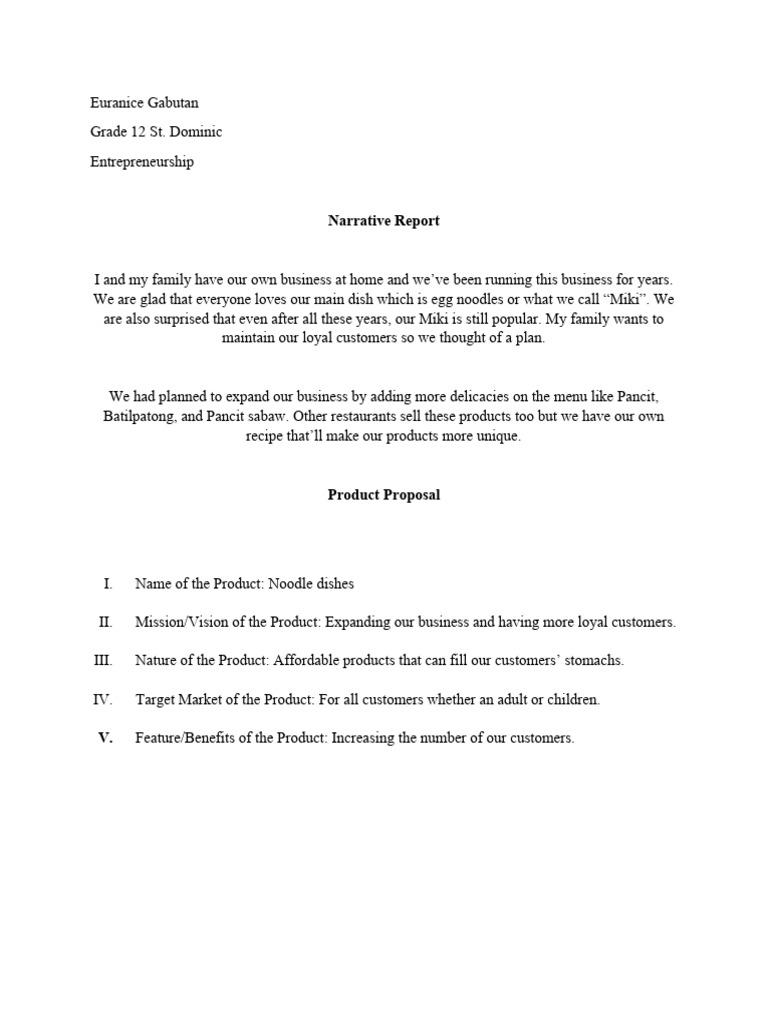 Narrative Report in Entrep | PDF | Business | Wellness