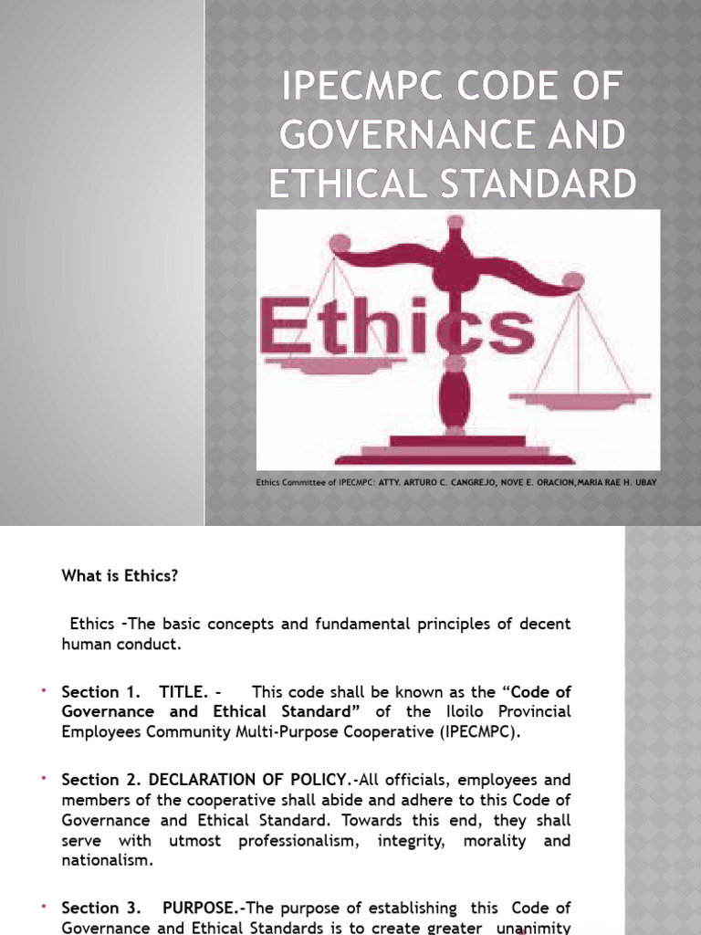 Code of Governance and Ethical Standards | PDF | Justice | Crime & Violence