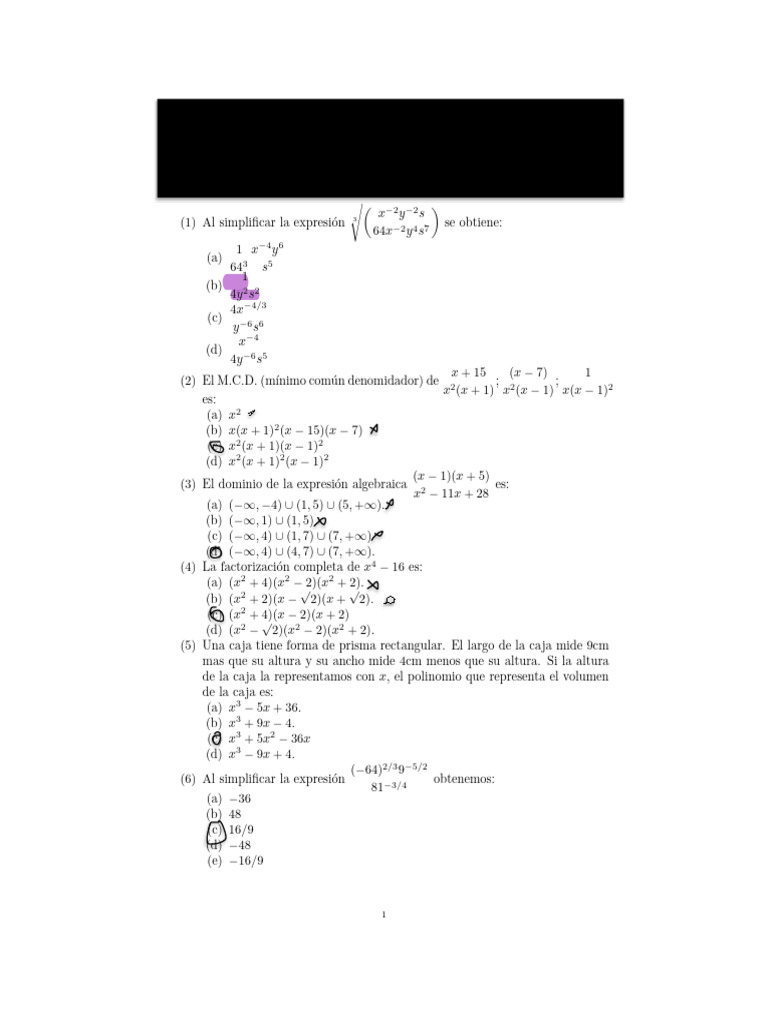Précalculo 1 Ejercicios | PDF | Matemáticas | Álgebra
