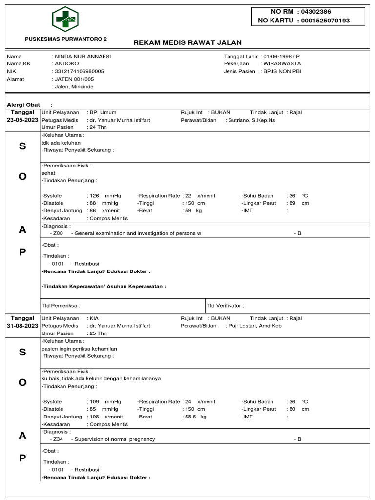 Data Dukung Poli Kia Pak Tri | PDF