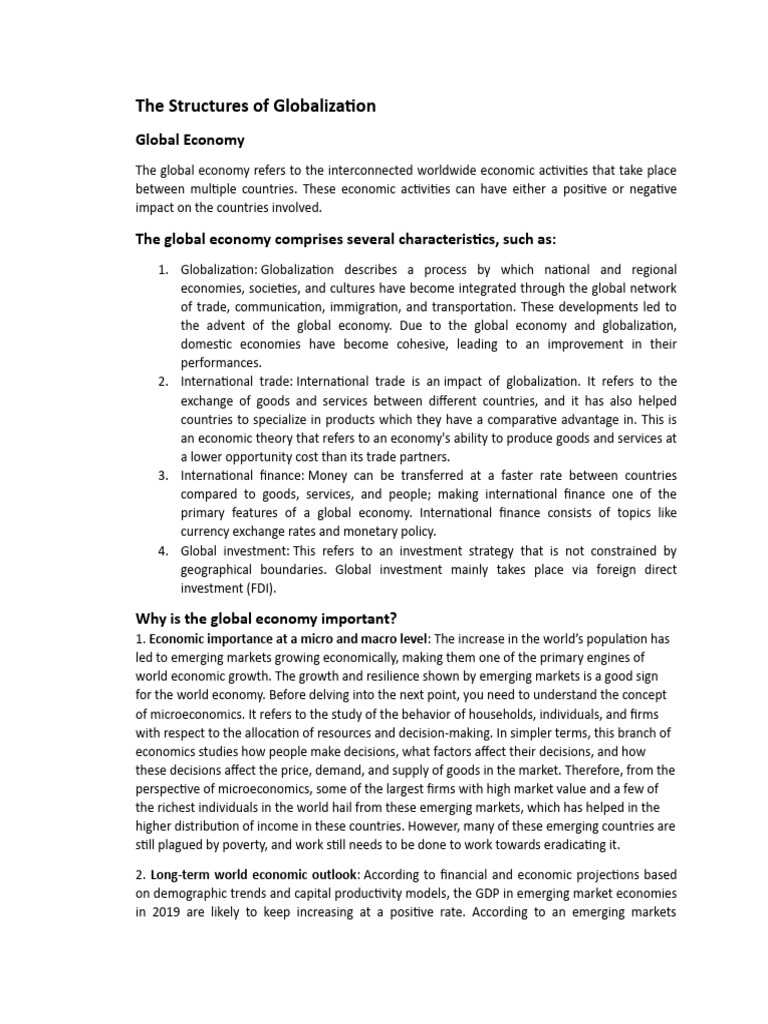 The Structures of Globalization | PDF | Economic Globalization | Economies