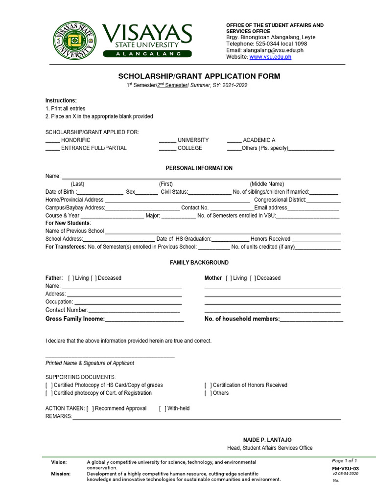 Scholarship Form | PDF