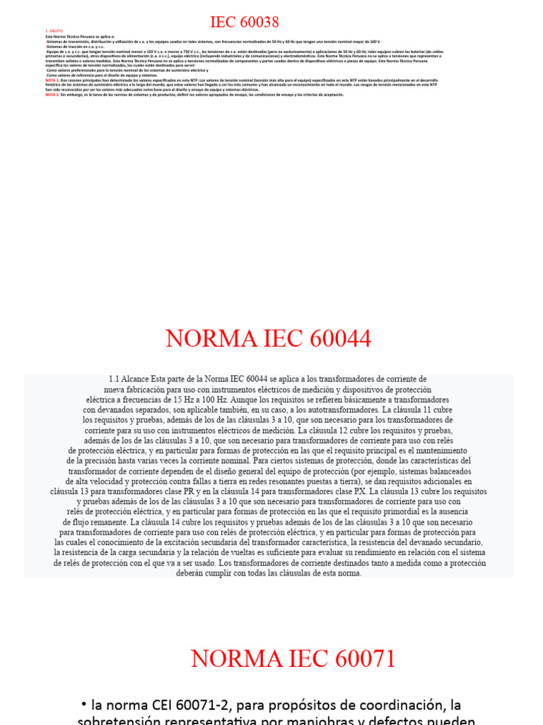 Norma Técnica Peruana IEC 60038 | PDF | Transformador | Aislador ...