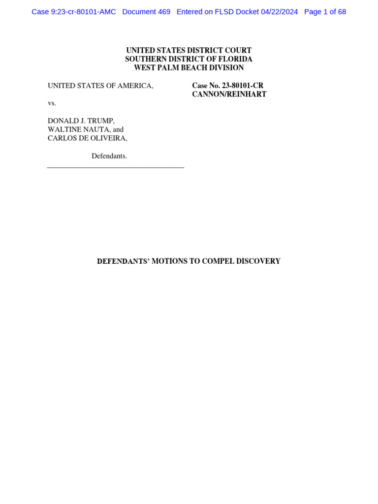Trump Motion to Compel Unredacted Florida | PDF | Prosecutor ...