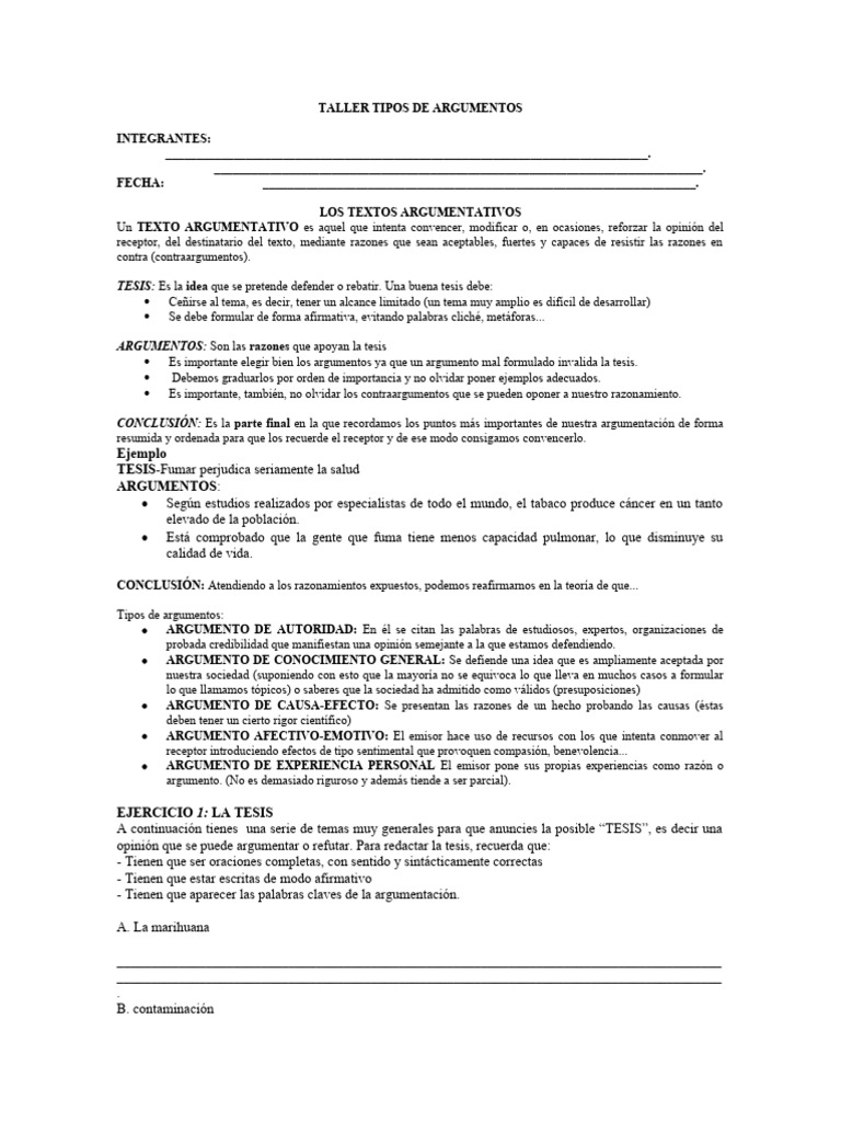 Taller Tipos de Argumentos 1 | PDF | Argumento