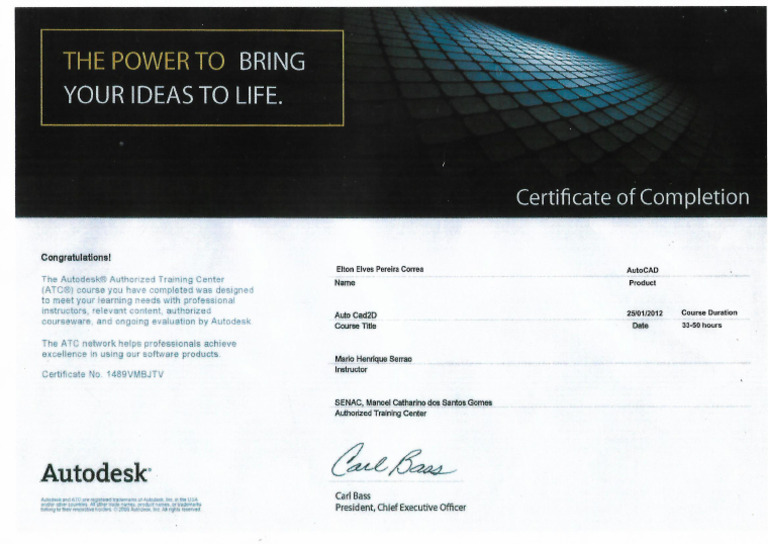 Autodesk Certificate Pdf 