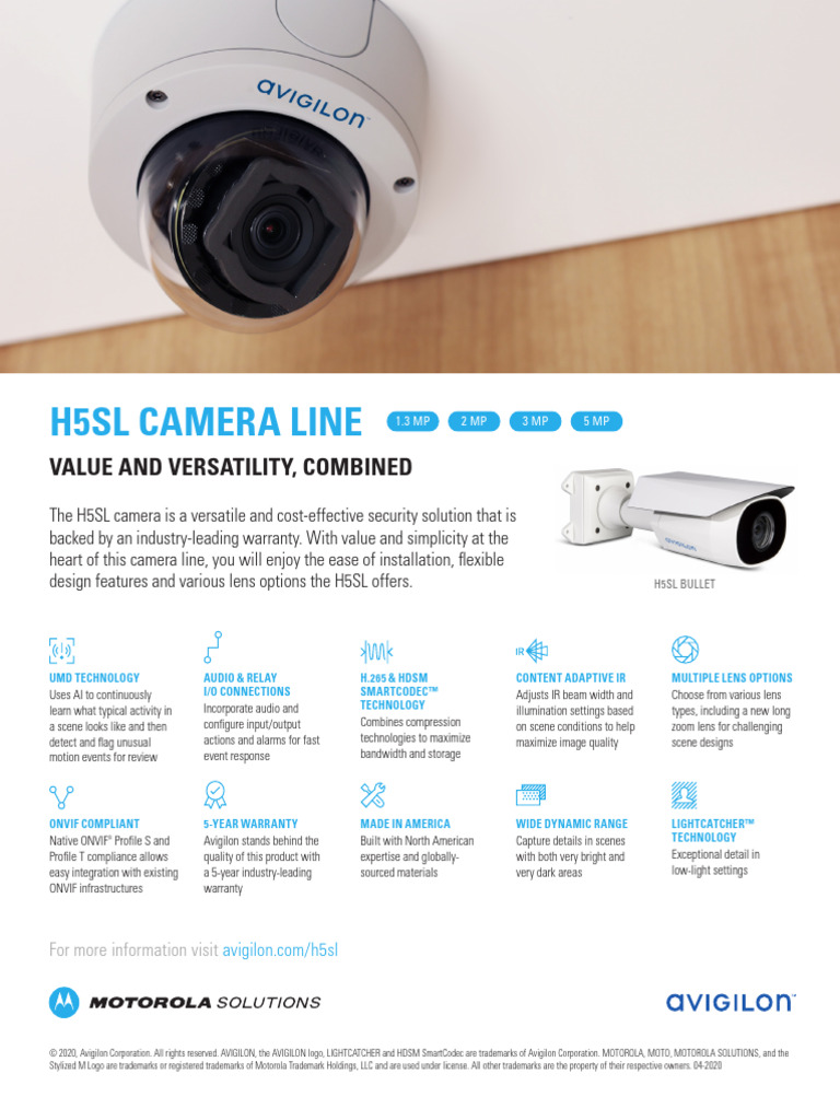 Avigilon h5sl Camera Line Flyer en Rev2 | PDF | Camera | Imaging