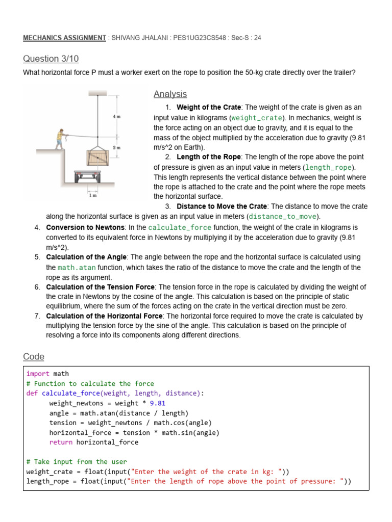 Mechanics 3-10 | PDF | Force | Weight