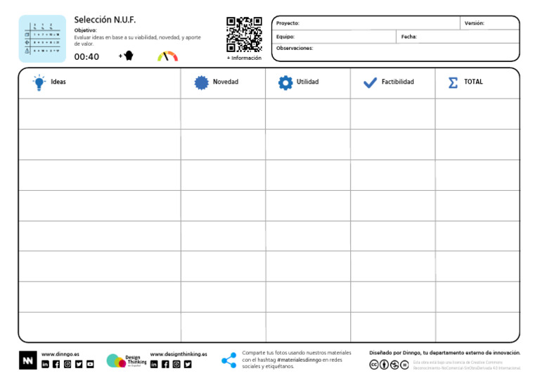 Plantilla Seleccion Nuf Design Thinking en Espanol | PDF