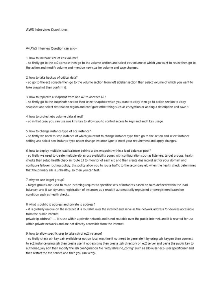 AWS Interview Questions | PDF | Ip Address | Internet