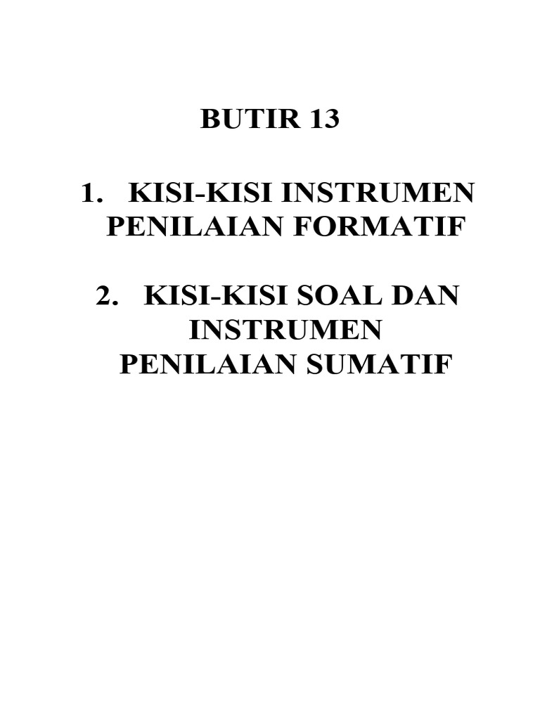 13.2 Kisi-Kisi Penilaian Formatif Dan Sumatif | PDF