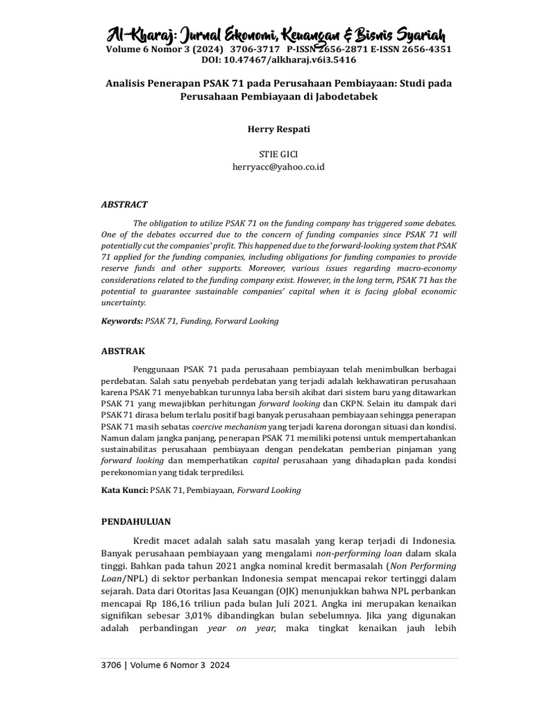 Analisis Penerapan PSAK 71 Pada Perusahaan Pembiay | PDF