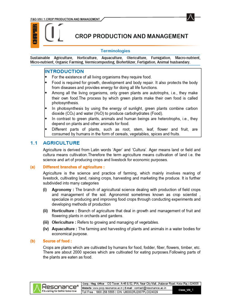 1-Crop Production and Management New Theory Bb1ynjk | PDF | Fertilizer ...