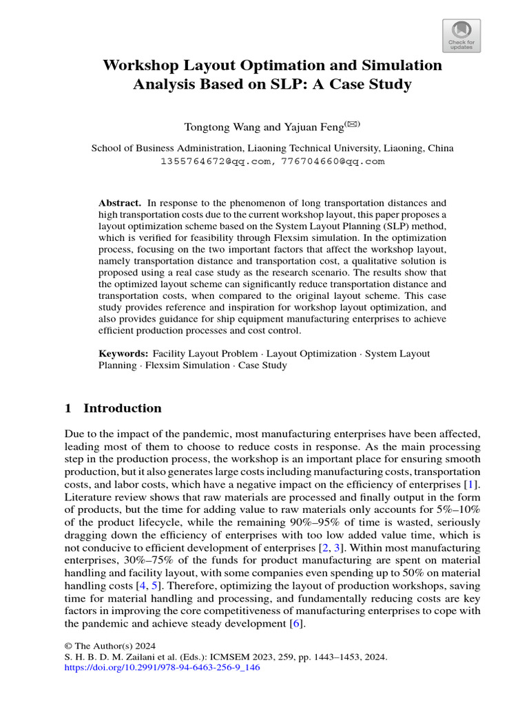 Workshop Layout Optimation and Simulation Analysis Based On SLP: A Case Study | PDF | Simulation ...