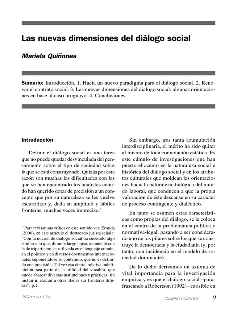 Nuevas Dimensiones Del Diálogo Social Pdf Derecho Laboral Sociedad