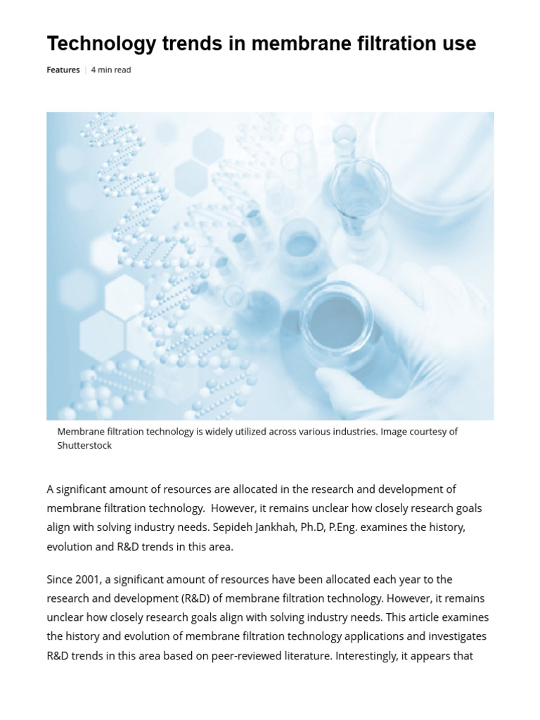Membrane Filtration Insights | PDF | Membrane | Water Purification