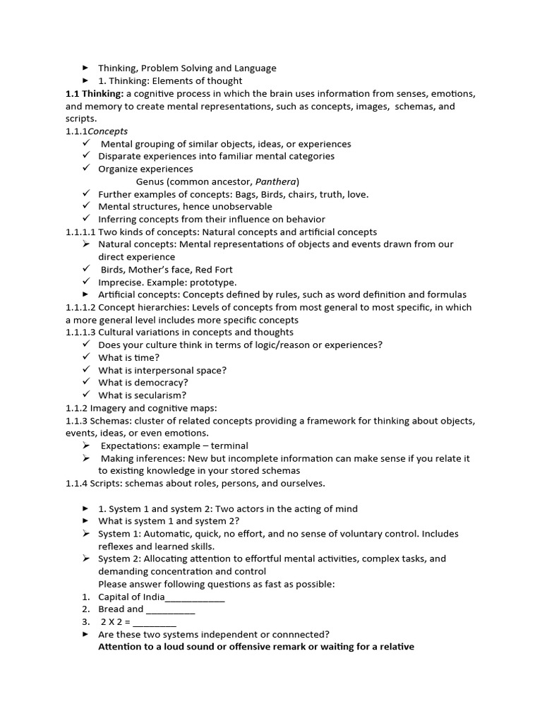 Cognitive Processes Explained Pdf Concept Thought