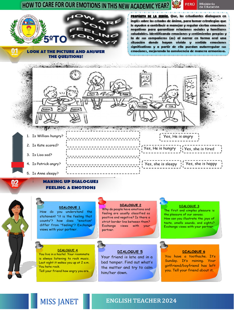 Emotions and Feelings Dialogue Activities | PDF | Psychology | Emotions