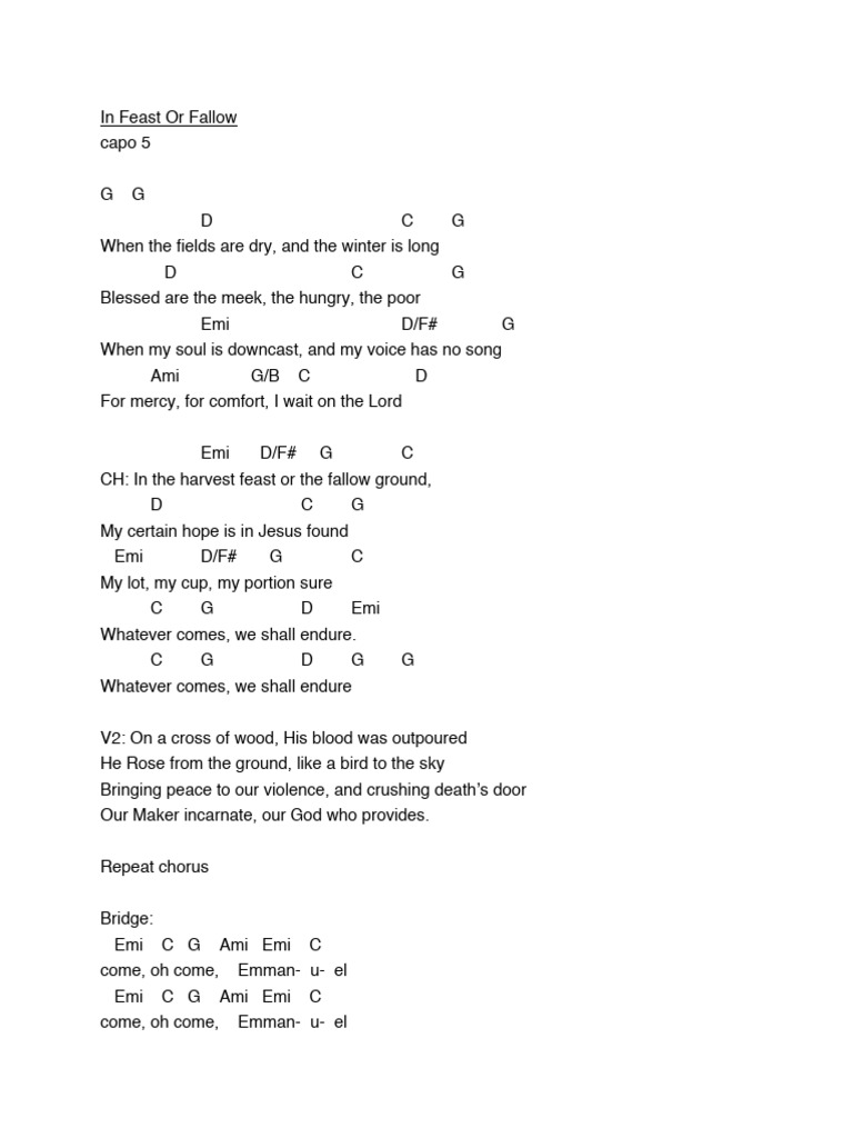 In Feast or Fallow CHORDS | PDF