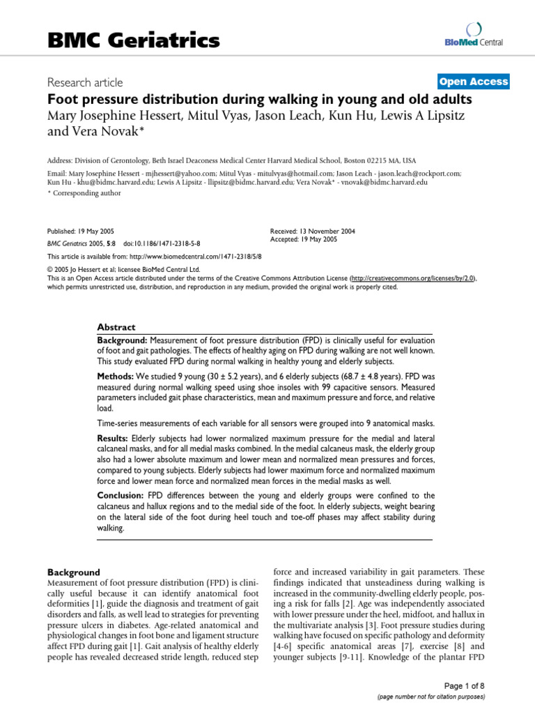 Foot Pressure in Young vs. Elderly Walkers | PDF | Foot | Toe