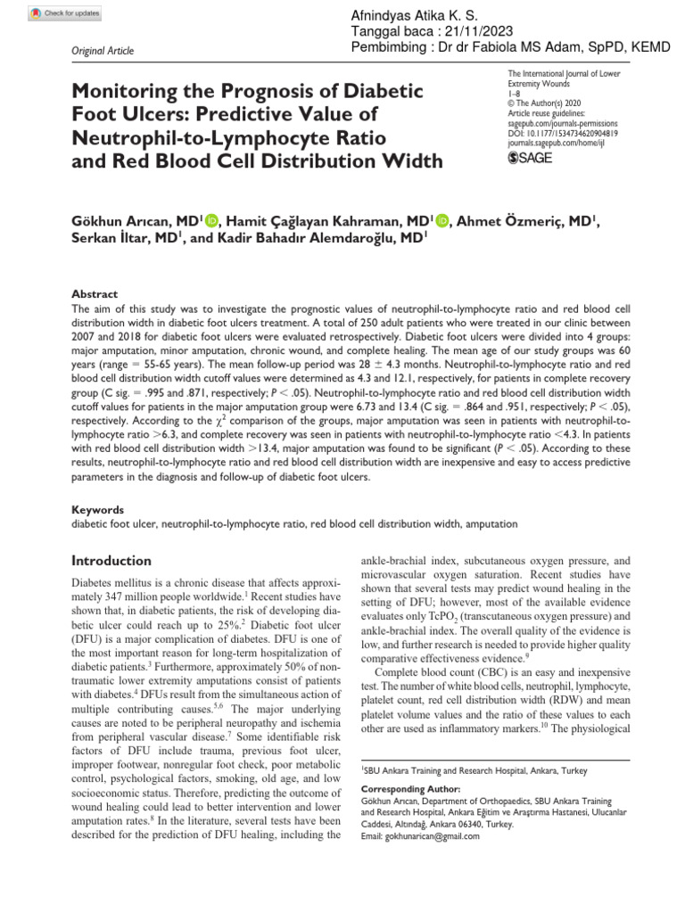 Monitoring The Prognosis of Diabetic Foot Ulcer | PDF | Receiver ...