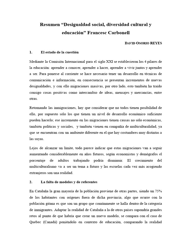 Desigualdad y Diversidad en Educación | PDF | Desigualdad social | Discriminación y relaciones ...